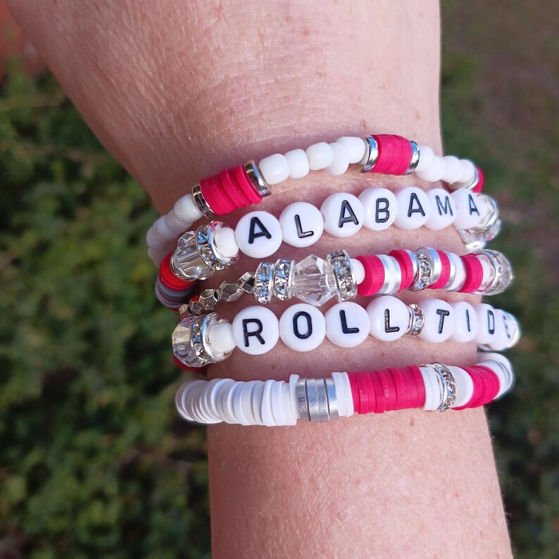 FULL STACK Alabama Crimson Tide Inspired Heishi Stacking Bracelets UA ...