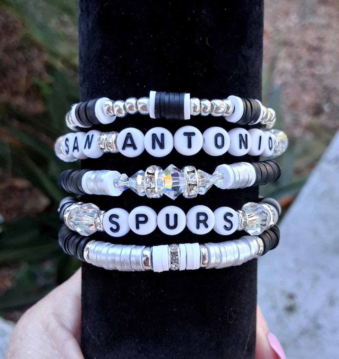 San Antonio Spurs Bracelet Stack: Heishi Beads, Game Day Jewelry - Etsy