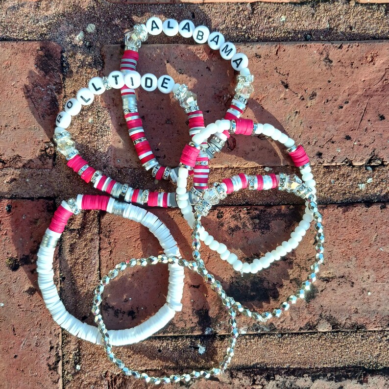 FULL STACK Alabama Crimson Tide Inspired Heishi Stacking Bracelets UA ...