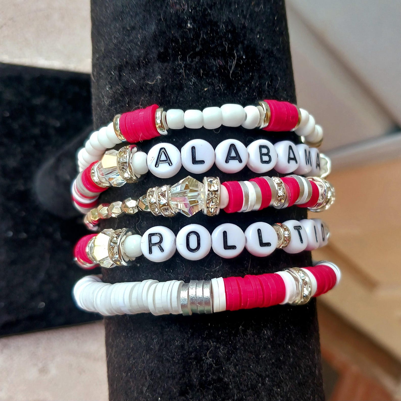 FULL STACK Alabama Crimson Tide Inspired Heishi Stacking Bracelets UA ...