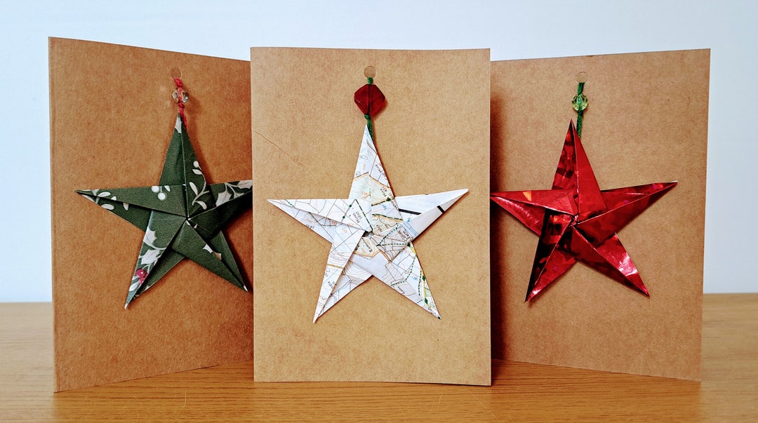 Handmade Origami Christmas Star Cards (eco Friendly) - Etsy UK