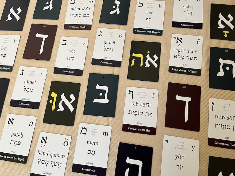 Biblical Hebrew Flashcards Alphabet & Vowels - Etsy