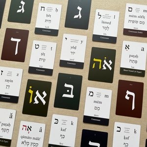 Biblical Hebrew Flashcards - Alphabet & Vowels - Etsy