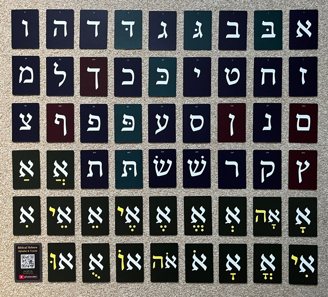 Biblical Hebrew Flashcards Alphabet & Vowels - Etsy