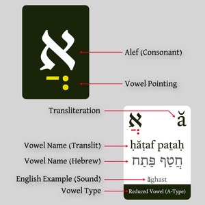 Biblical Hebrew Flashcards - Alphabet & Vowels - Etsy