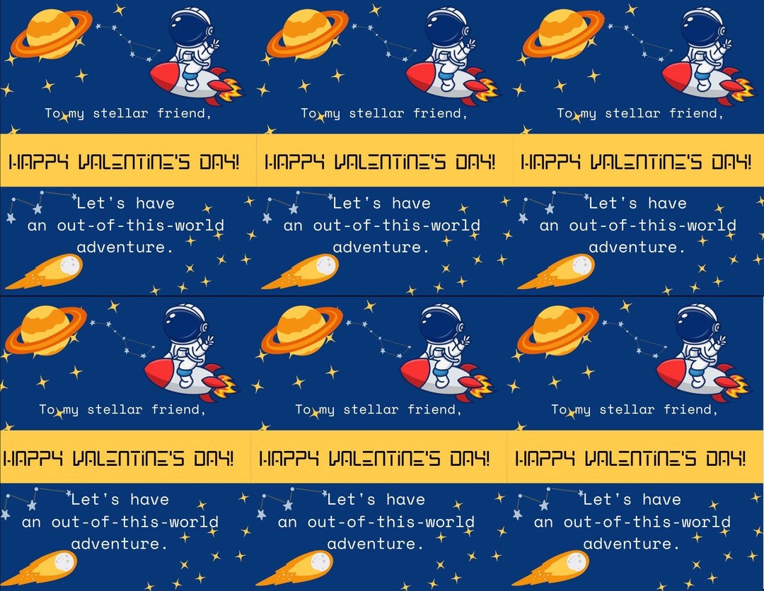 Space Theme Valentine's Day Printable for Kids - Etsy