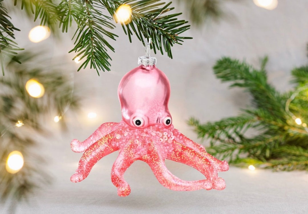Pink Octopus Christmas Ornament Sparkly Decor Unique - Etsy UK
