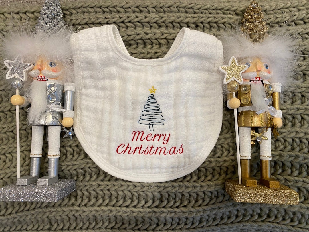 Merry Christmas Bib Custom Embroidered Bib - Etsy