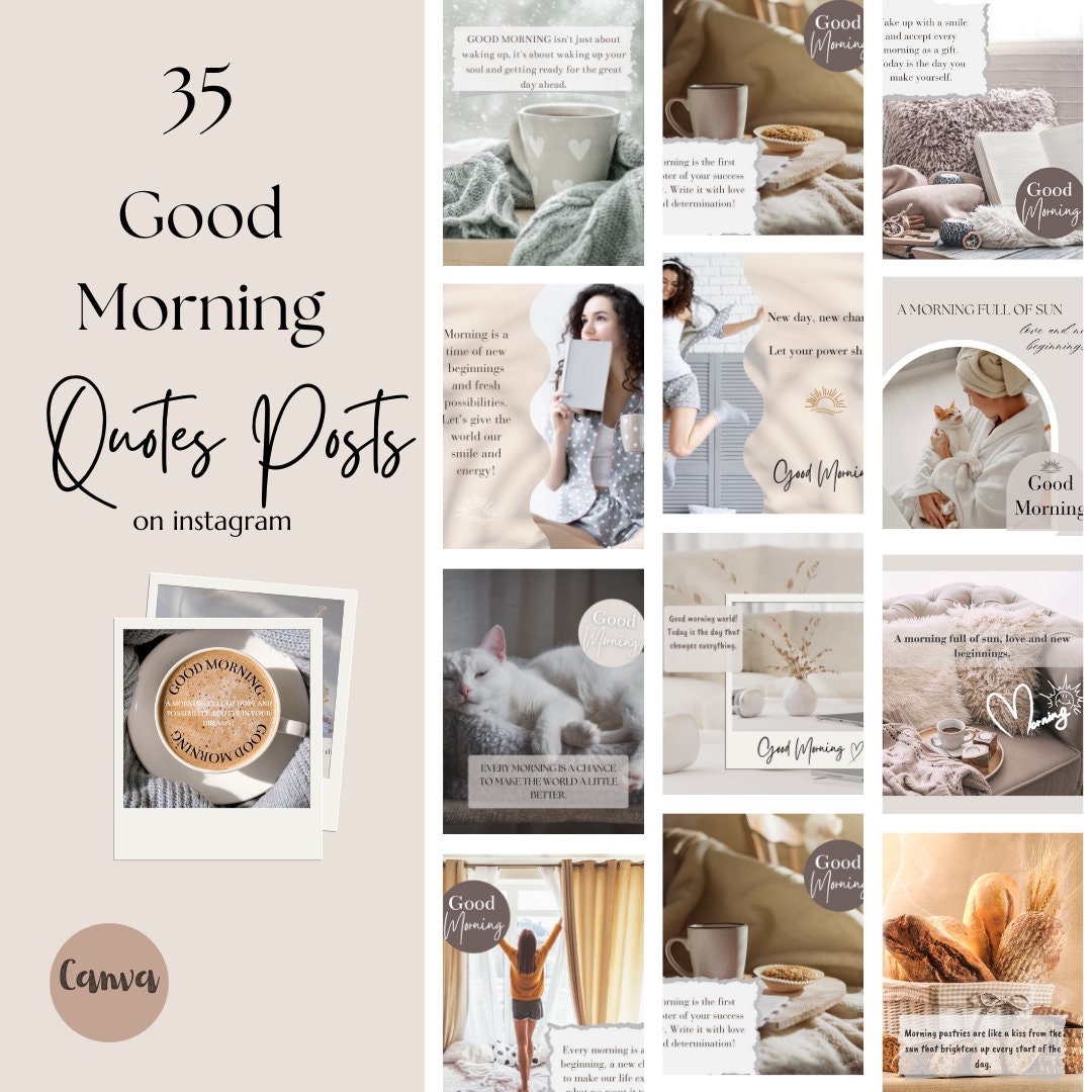 35 Good Morning Quotes Instagram Posts Editable Canva Templates ...