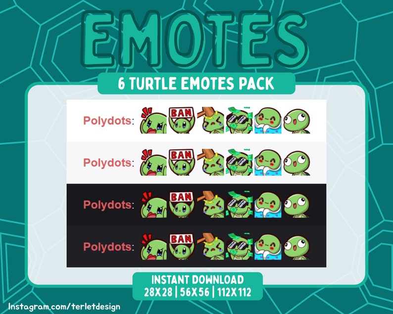 6 Turtle Emotes Pack for Twitch Streamers, Discord, Youtube Instant ...