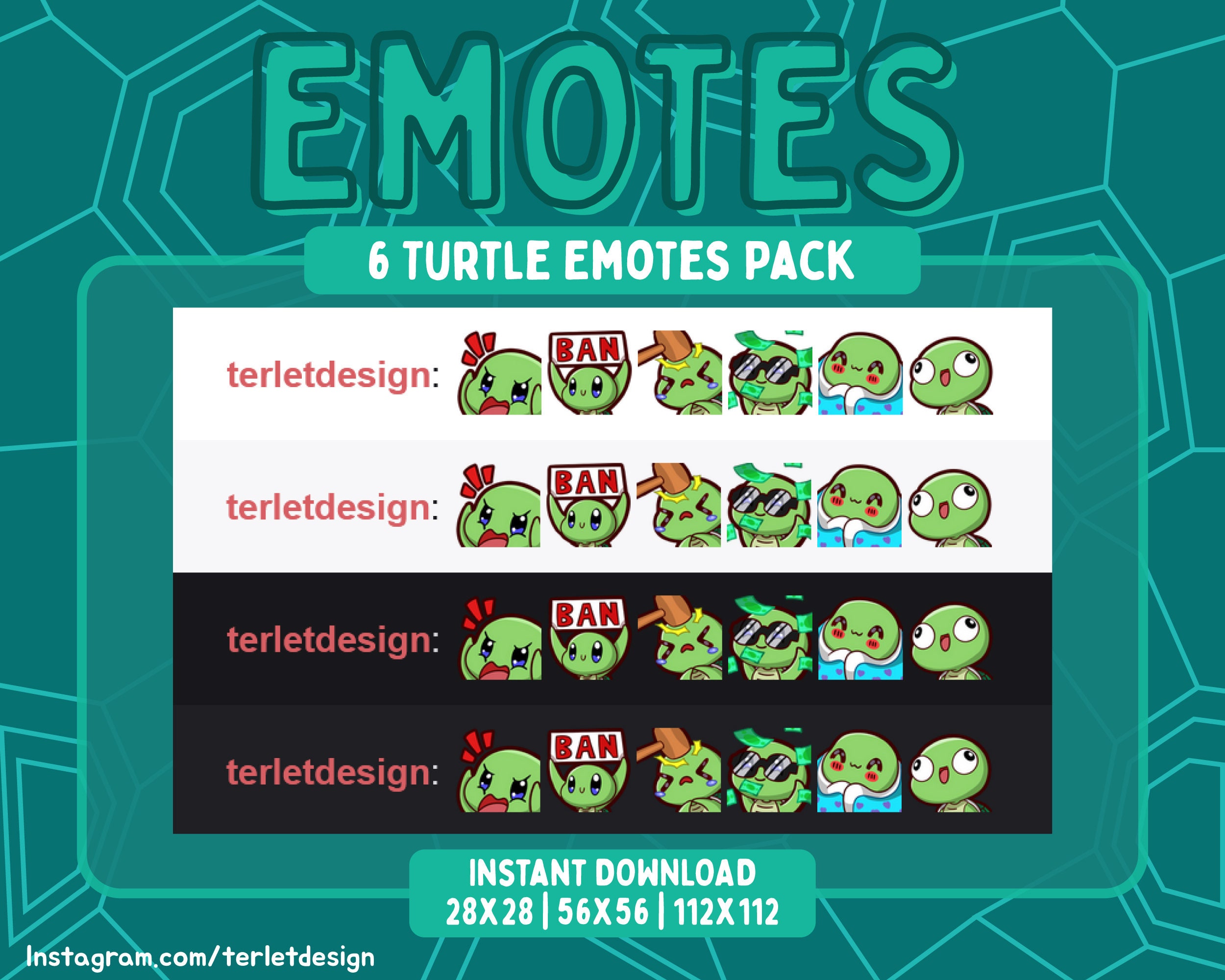 6 Turtle Emotes Pack for Twitch Streamers, Discord, Youtube Instant ...