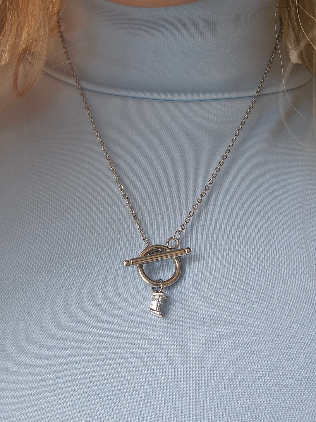 Toggle Clasp Necklace, Silver Toggle Necklace, Toggle Choker ...
