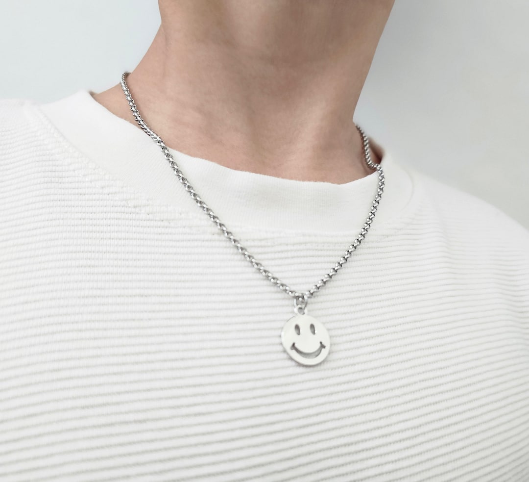 Smile Face Silver Necklace for Kids, Silver Necklace, Smile Face ...