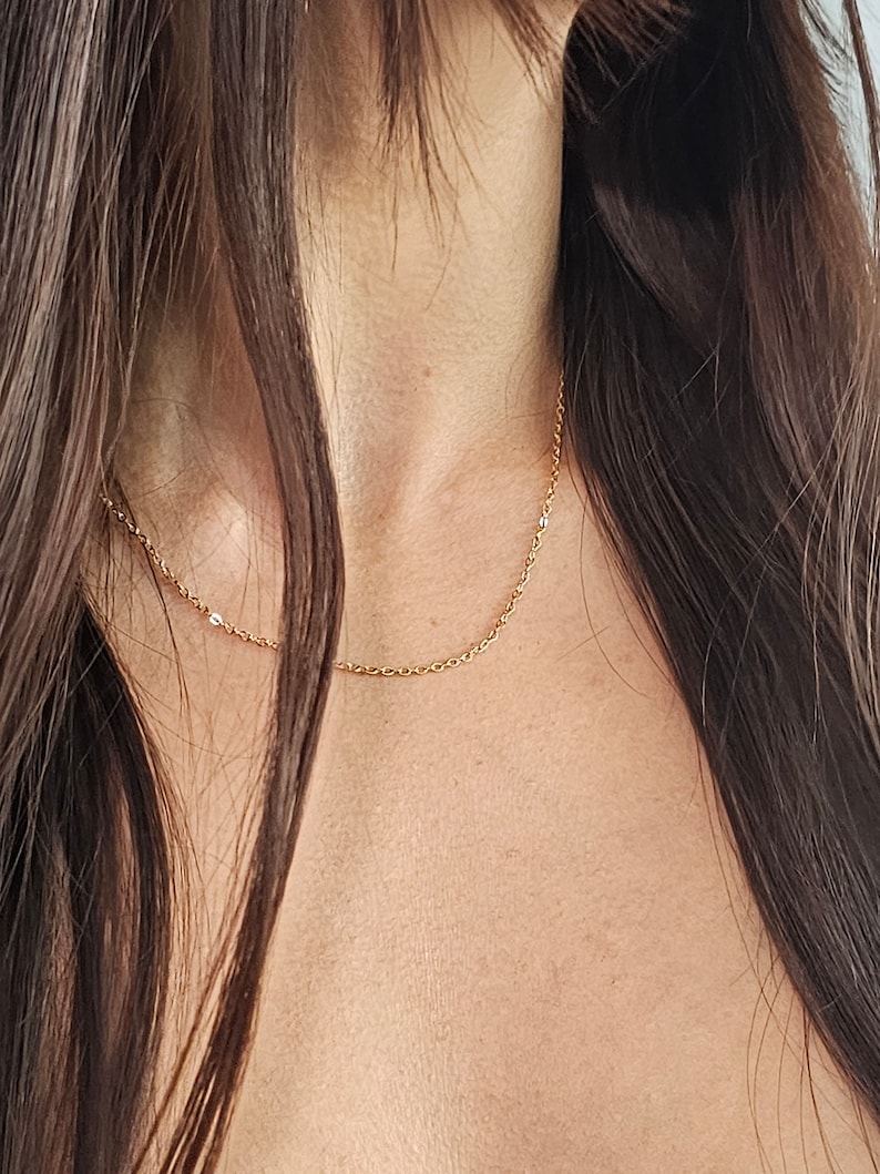Gold Chain Necklace, Twist Chain, Figaro Chain, Dainty Chain, Bead ...