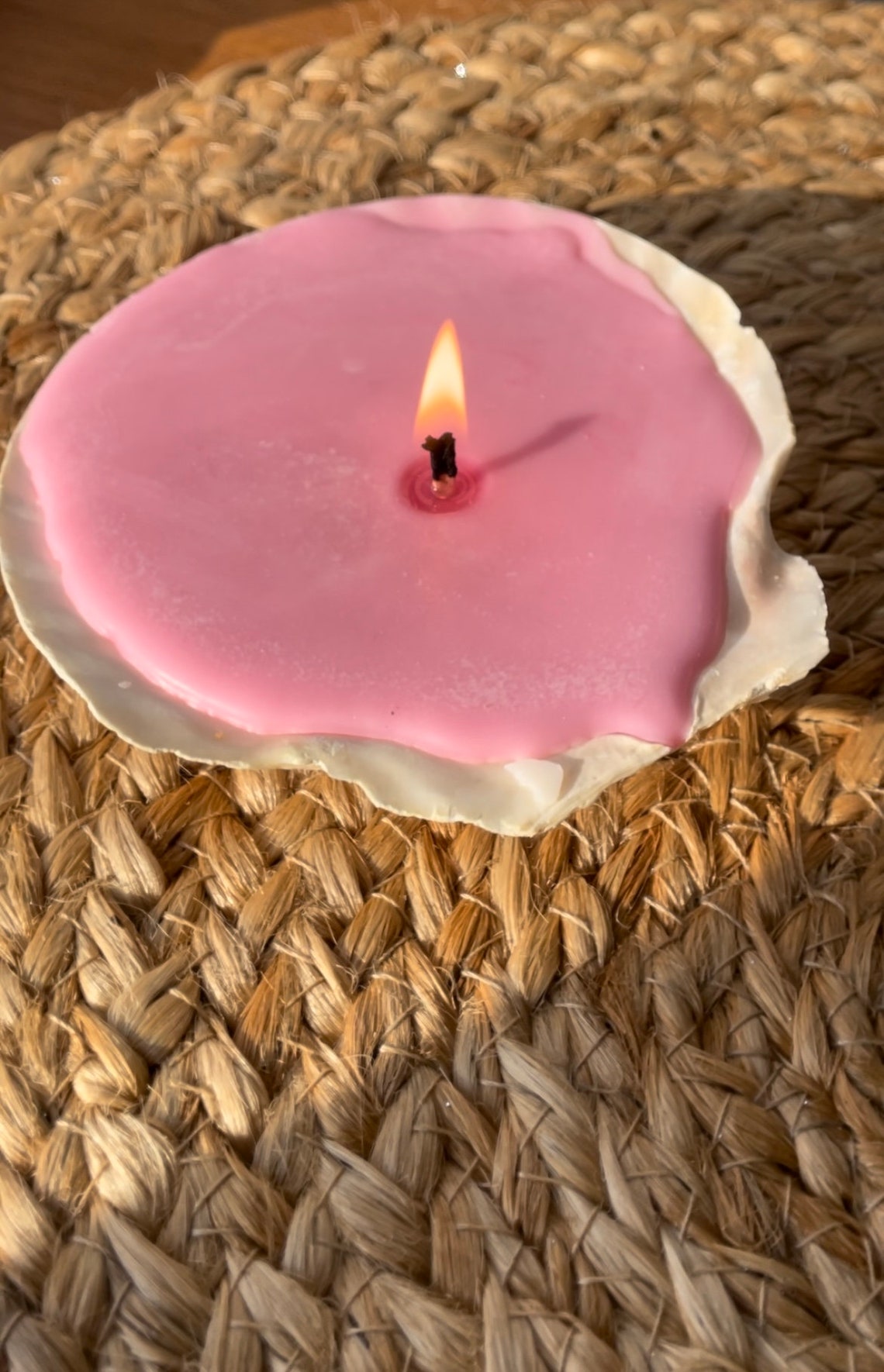 Pink Glitter Shell Candle Valentine's Day Candle 100% Soy Wax Glitter Shell Beach Candle Sparkle ...