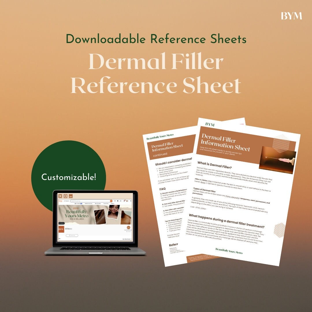 Dermal Filler Info Sheet - DOWNLOAD - EDITABLE - Etsy