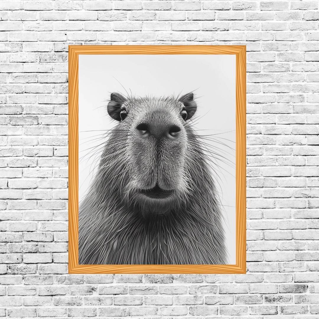 Digital Download Capybara Wall Art, Animal Kingdom, Monochromatic Print ...