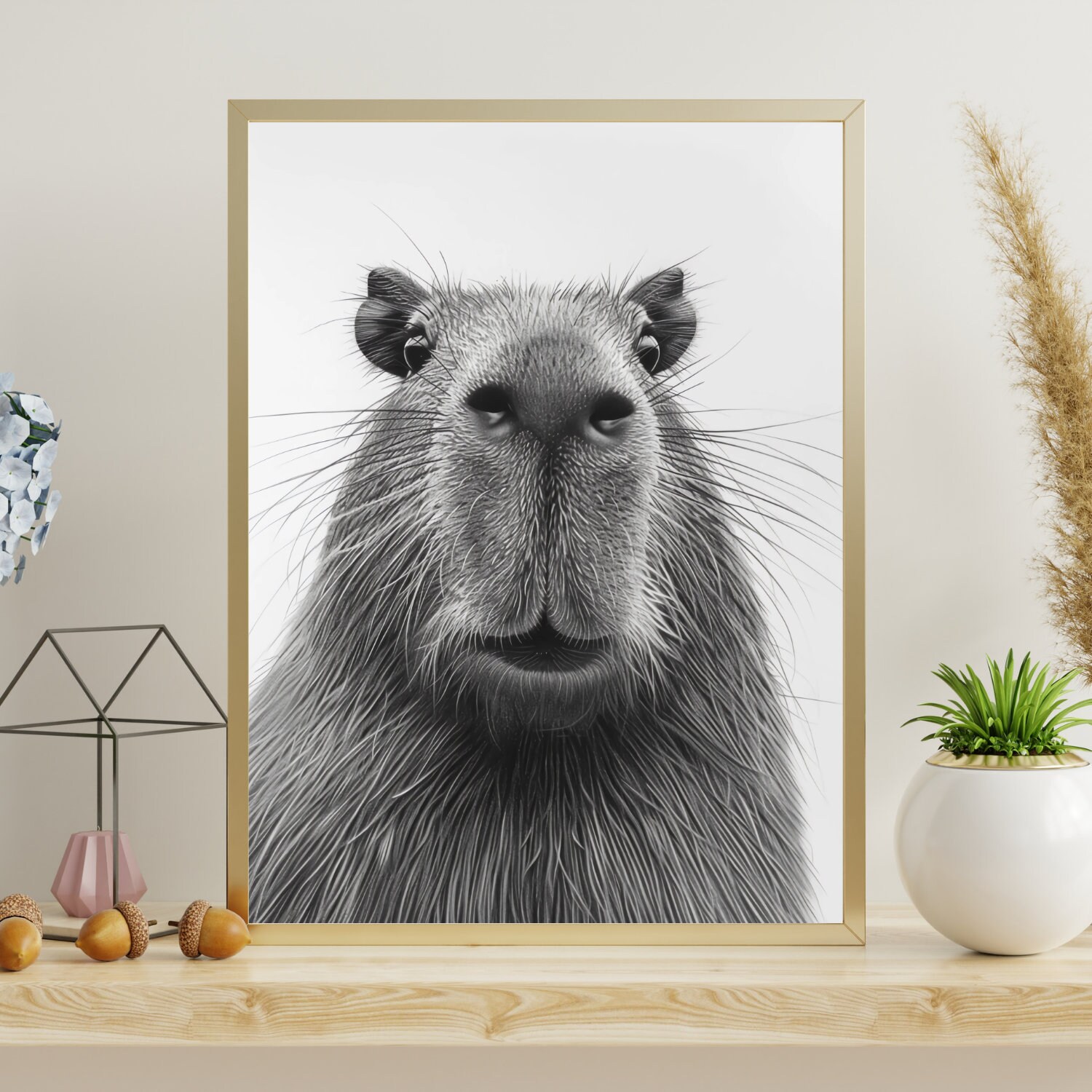Digital Download Capybara Wall Art, Animal Kingdom, Monochromatic Print ...