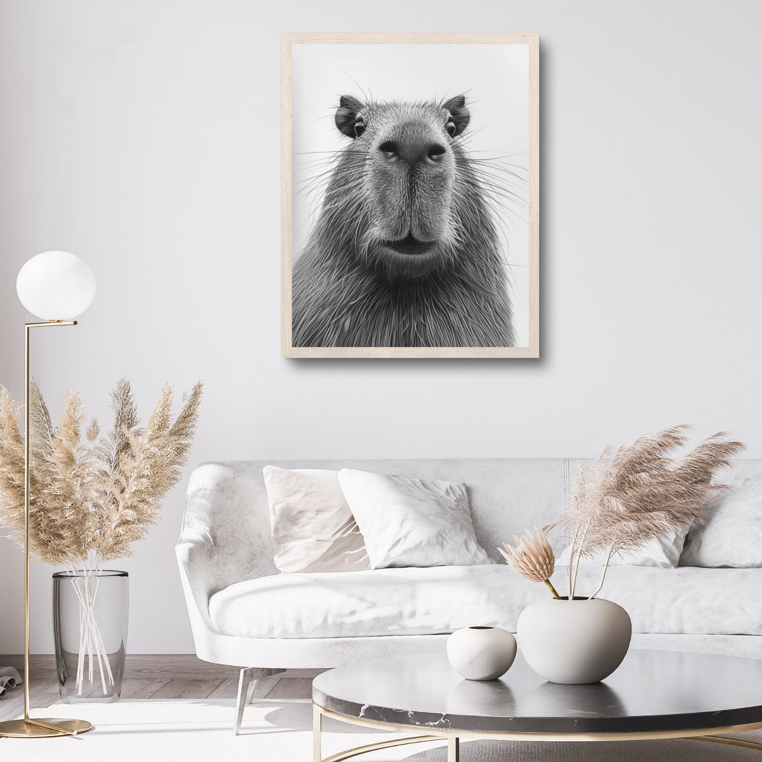 Digital Download Capybara Wall Art, Animal Kingdom, Monochromatic Print ...