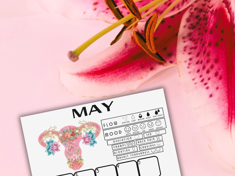 Period Tracker Printable, Womens Symptom Tracker With Colouring Pages ...