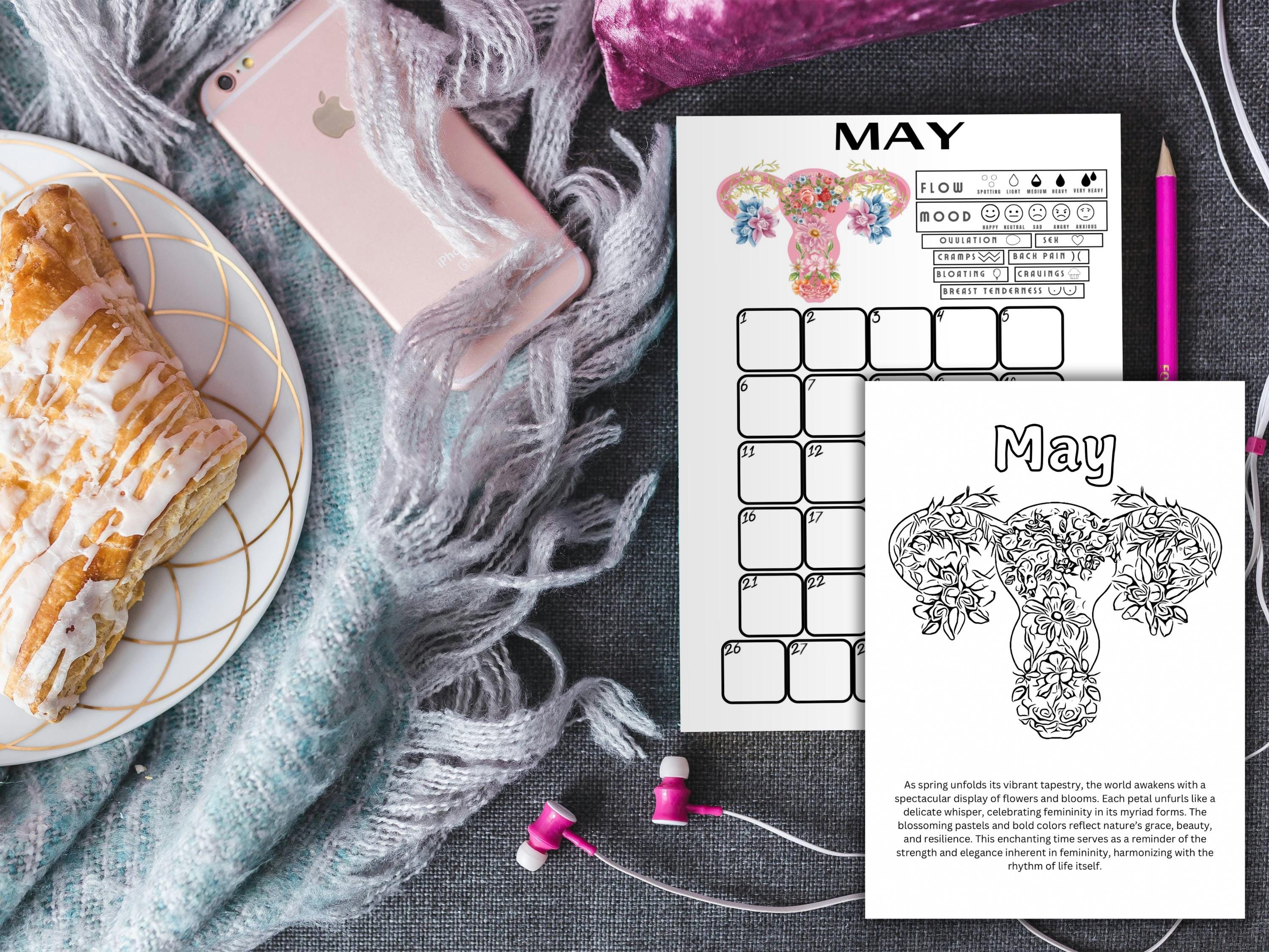Period Tracker Printable, Womens Symptom Tracker With Colouring Pages ...