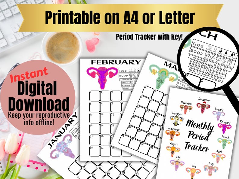 Period Tracker Printable, Cycle Tracker, Ovulation Planner, Women’s ...