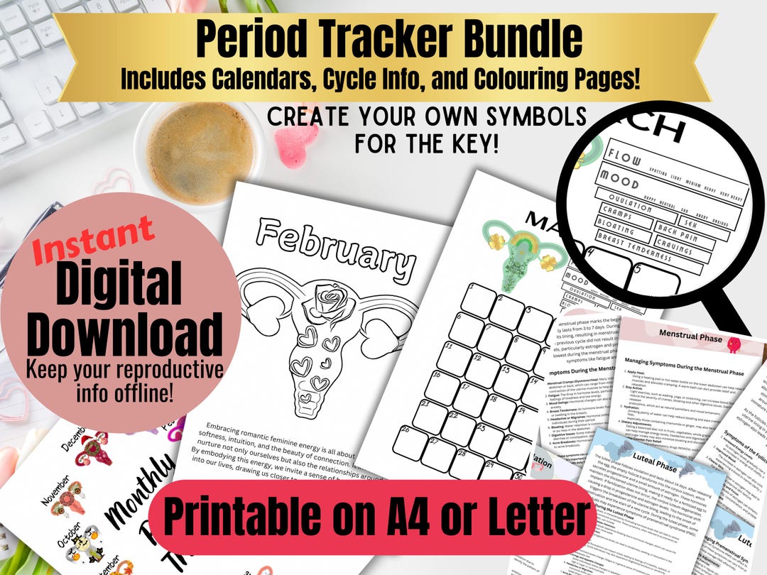Period Tracker Printable, Cycle Tracker, Women’s Symptom Tracker With ...