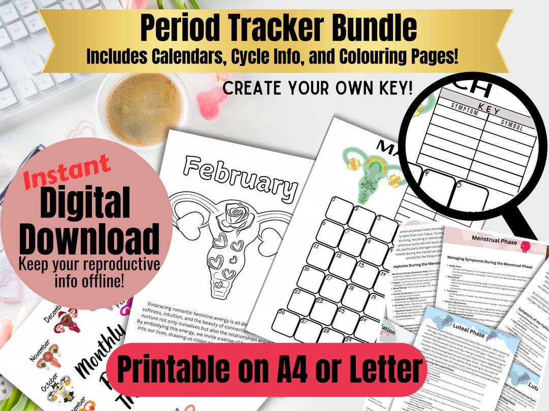 Period Tracker Printable, Women’s Symptom Tracker With Hormone Cycles ...