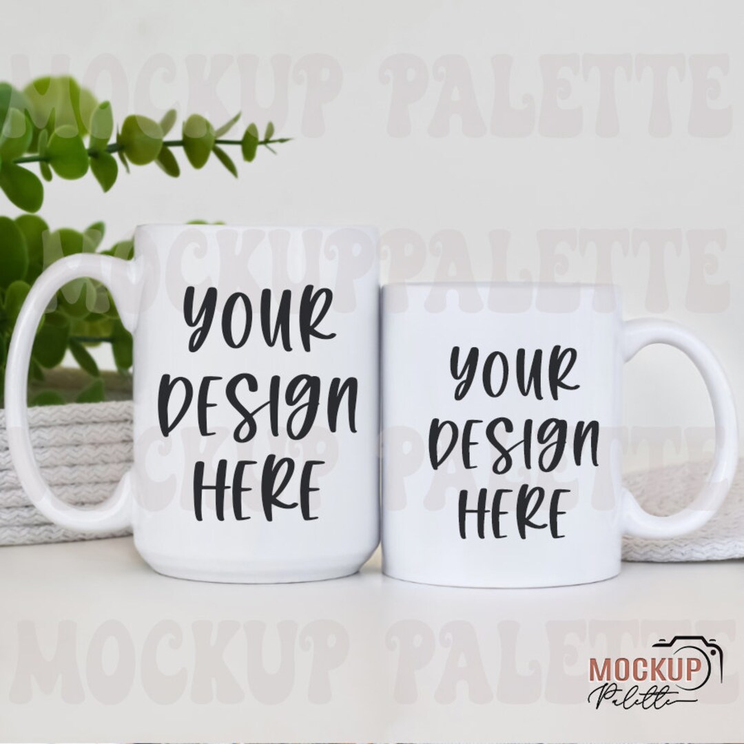 11 Oz 15 Oz Mug Mockup, Front Back Mug Mockup, White Mug Mockup, Coffee ...