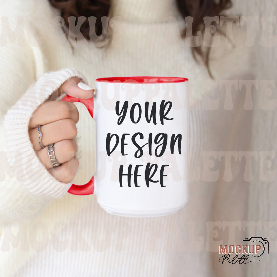 Red Handle Mug Mockup, Coffee Mug Mock Up, Boho Mug Mockups, Christmas ...