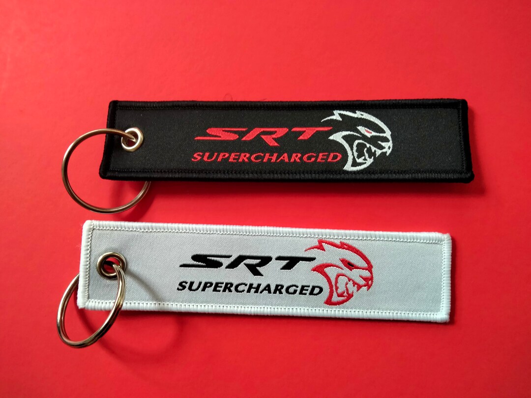 Dodge SRT Hellcat Supercharged Keychain Lanyard White black Out of ...