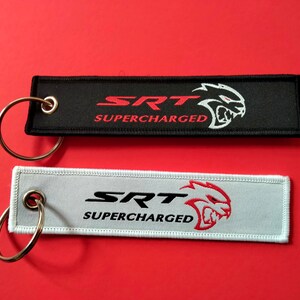 Dodge SRT Hellcat Supercharged Keychain Lanyard White black Out of ...
