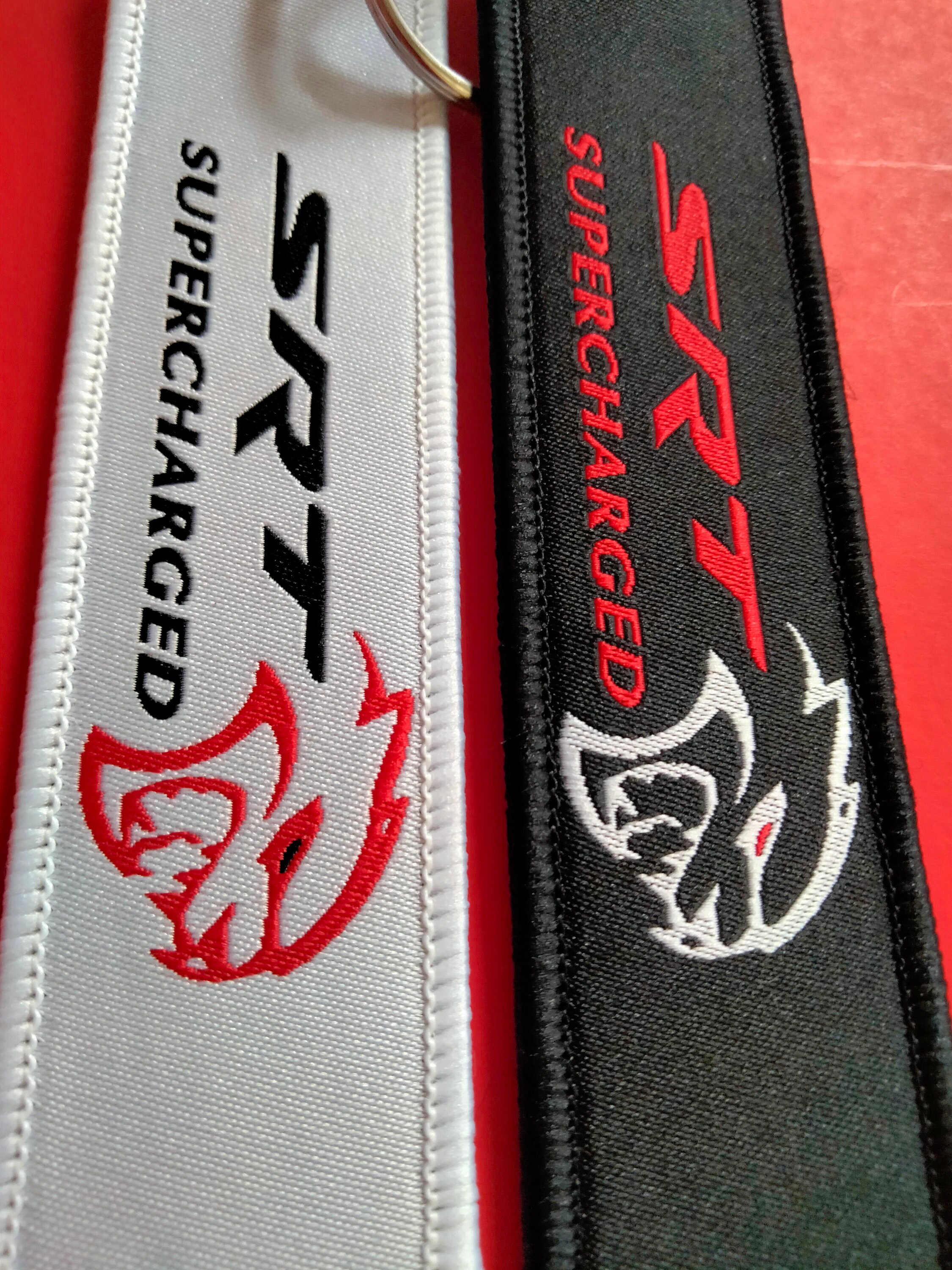 Dodge SRT Hellcat Supercharged Keychain Lanyard White black Out of ...