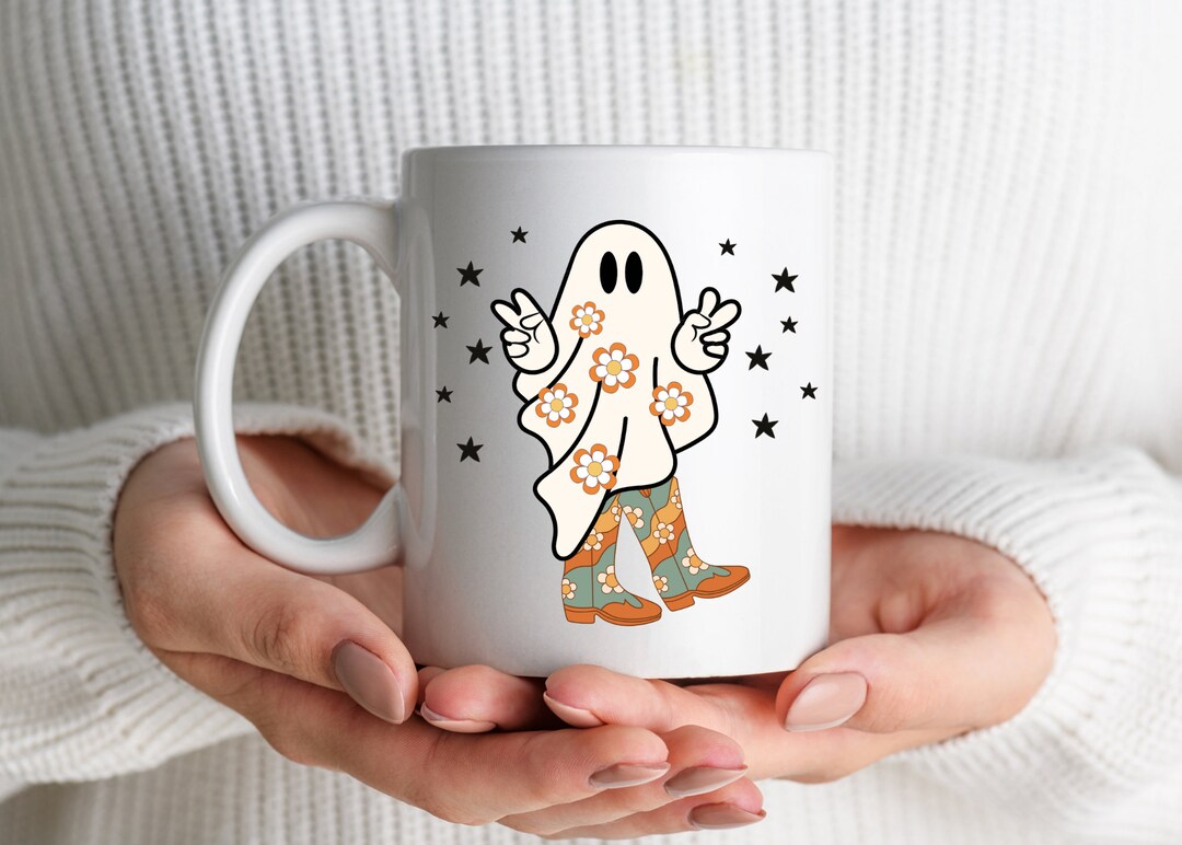 Cute Ghost Mug, Peace Out Ghost, Halloween Coffee Mug, Halloween Mug ...