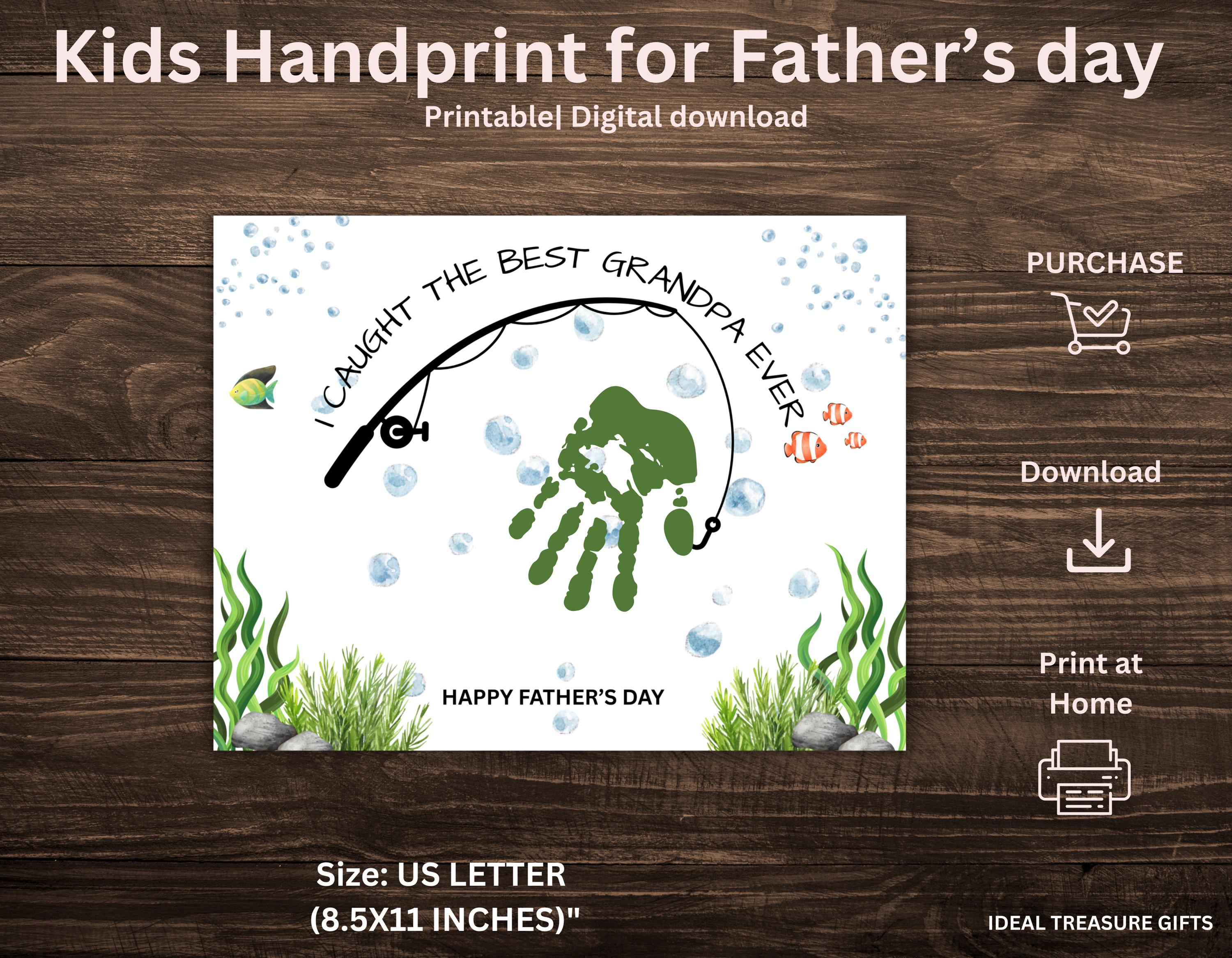 Father's Day Handprint Art: Fishing Theme Keepsake (PDF) - Etsy