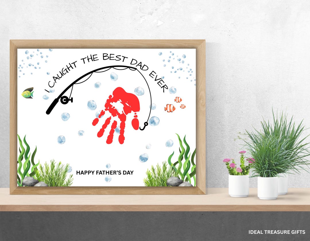 Father's Day Handprint Art: Fishing Theme Keepsake (PDF) - Etsy