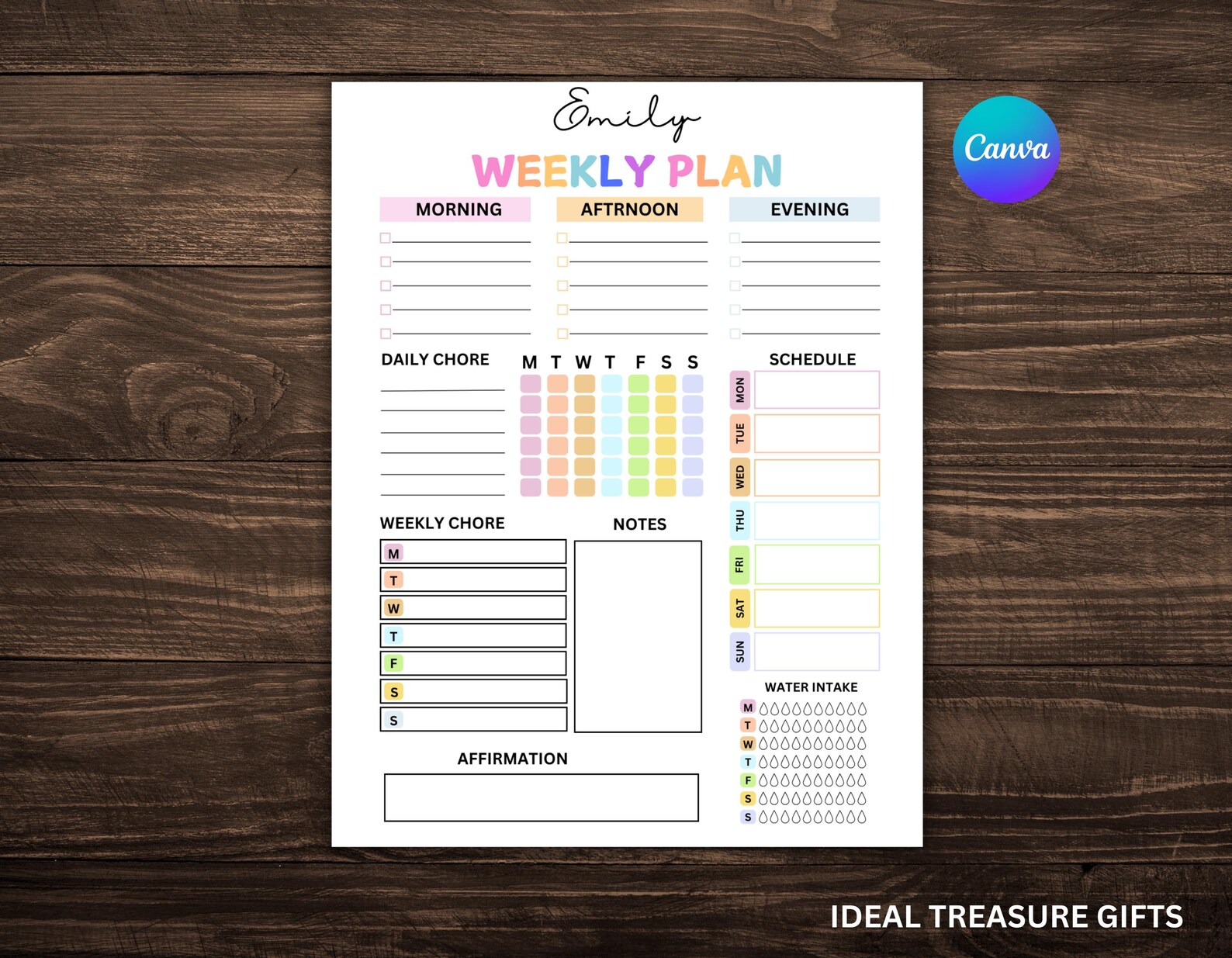 Editable Kids Chore Chart: Weekly Responsibility Planner (US Letter ...