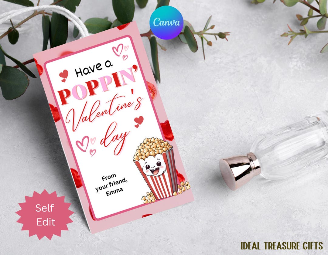 Printable Have a Popping Valentine's Day Card, DIY Valentine's Day Gift ...
