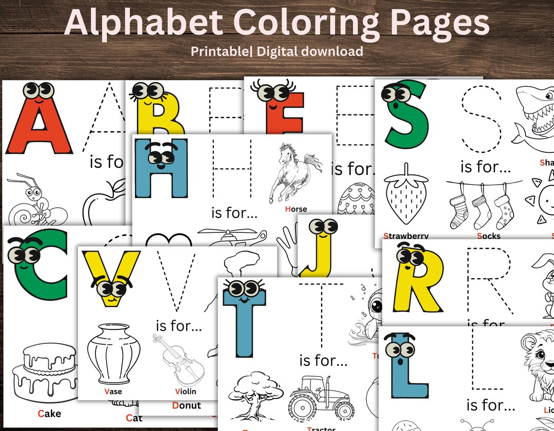 Alphabet Coloring Page for Kids, Printable Kids Alphabet, Preschool ...