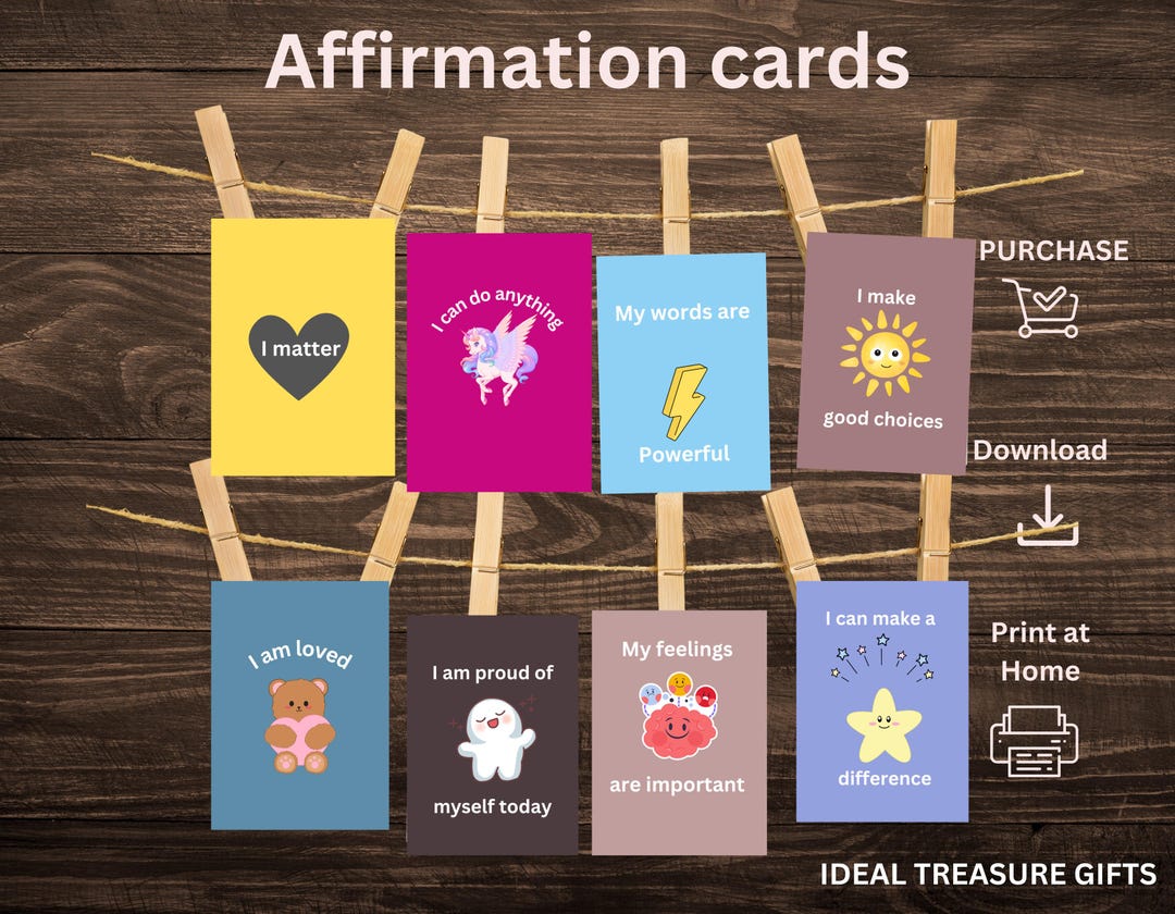 18 Positive Affirmation Cards for Kids, Printable Kids Mental Health ...