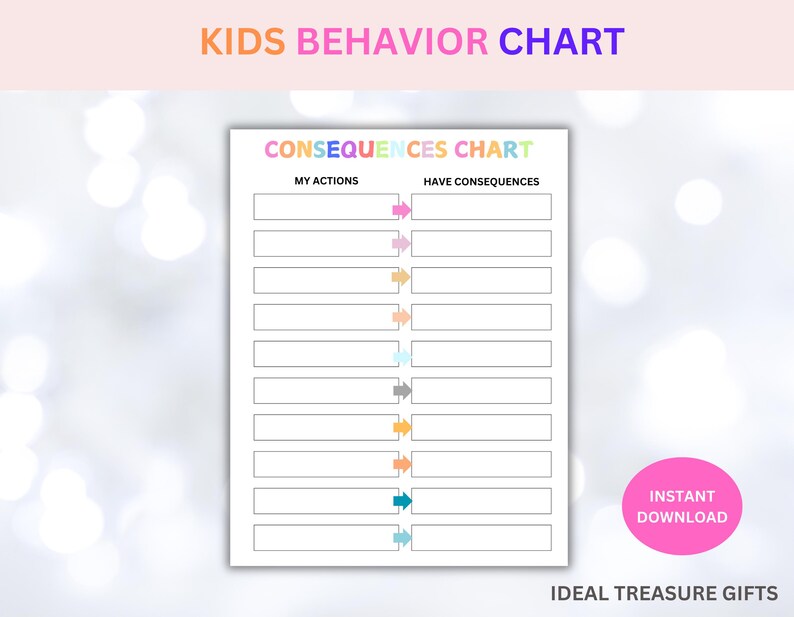 Printable Kids Behavior Chart: Weekly Responsibility Checklist (US ...