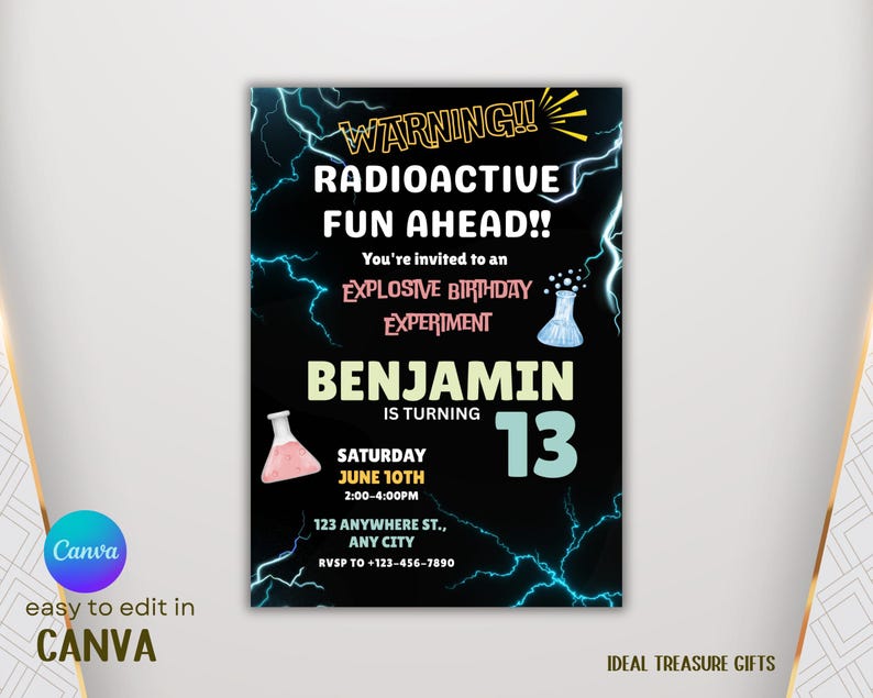 Editable Science Birthday Invitation: Mad Science Party Template ...