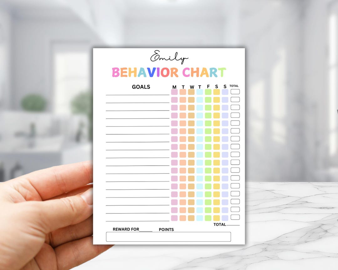 Printable Kids Behavior Chart: Weekly Responsibility Checklist (US ...