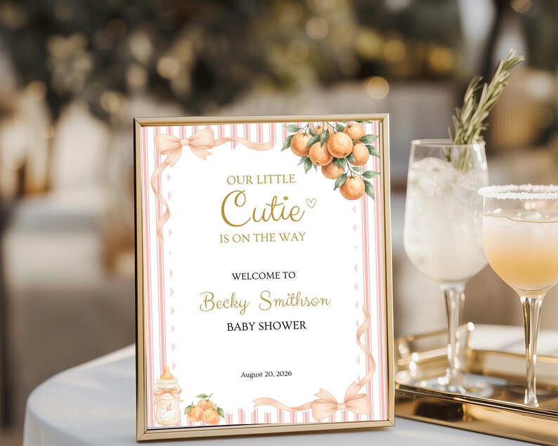 Cutie Baby Shower Invitation Set | Fall Baby Shower Bundle | Orange ...