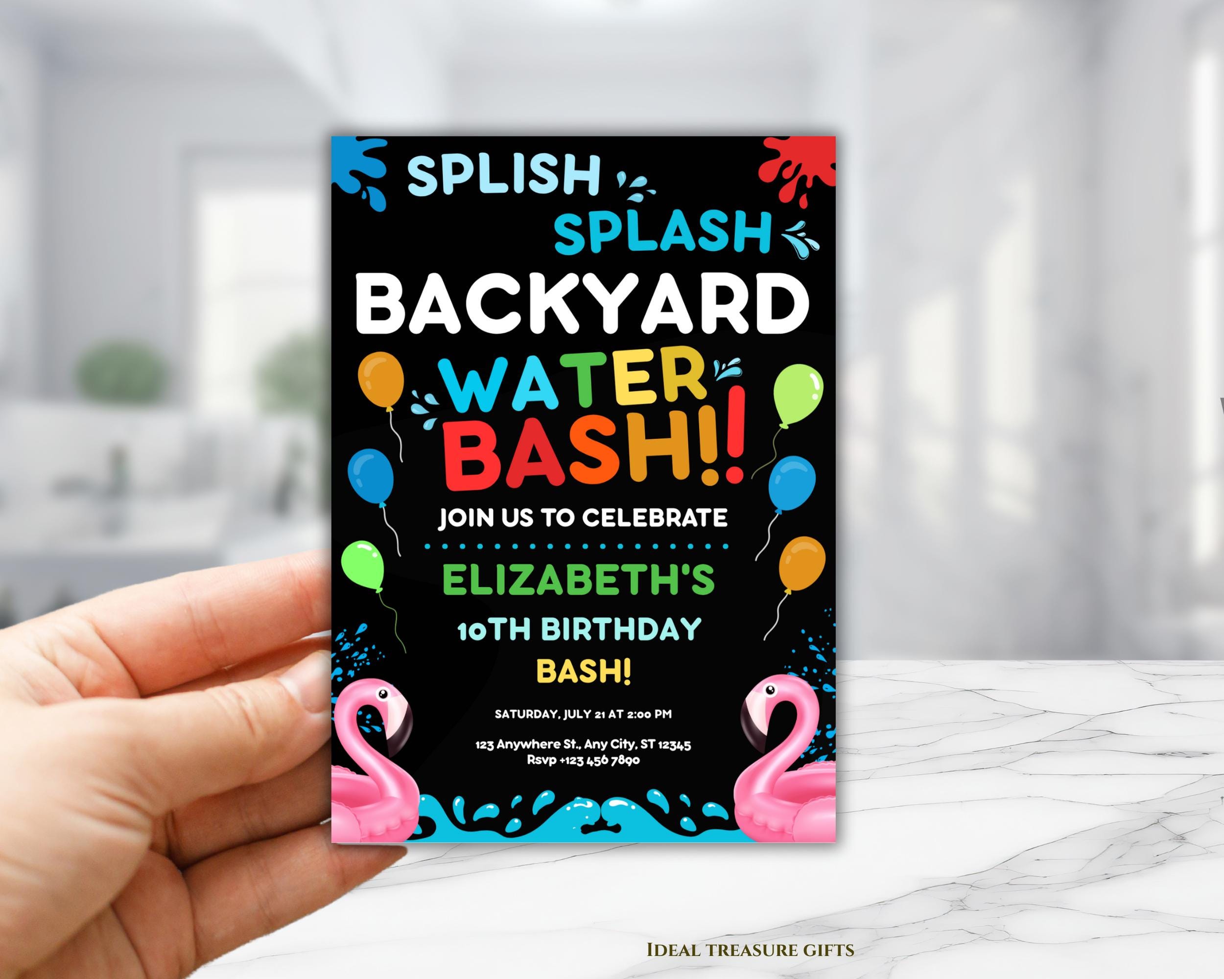 Editable Pool Party Invitation: Kids Water Bash, 10th Birthday Summer ...