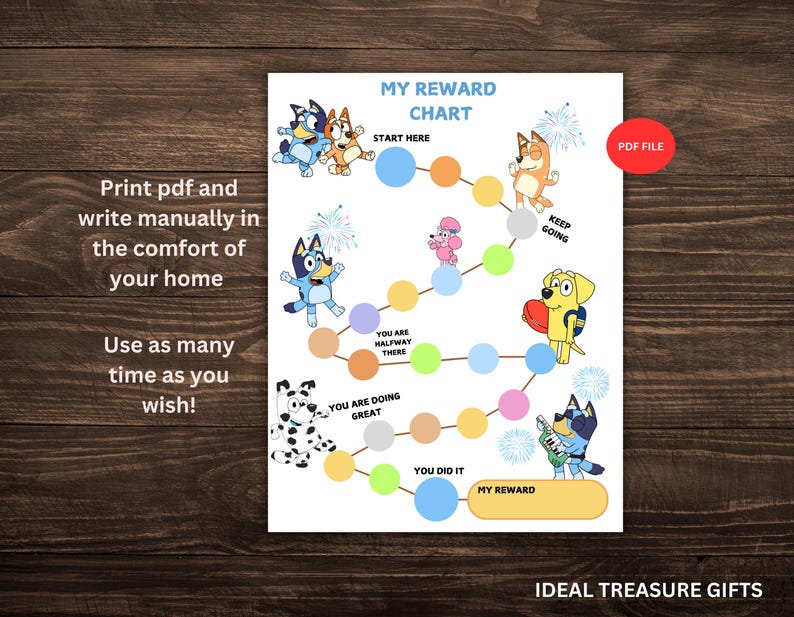 Printable Bluey Behavior Chart, Bluey Reward Chore Chart, Kids Routine ...