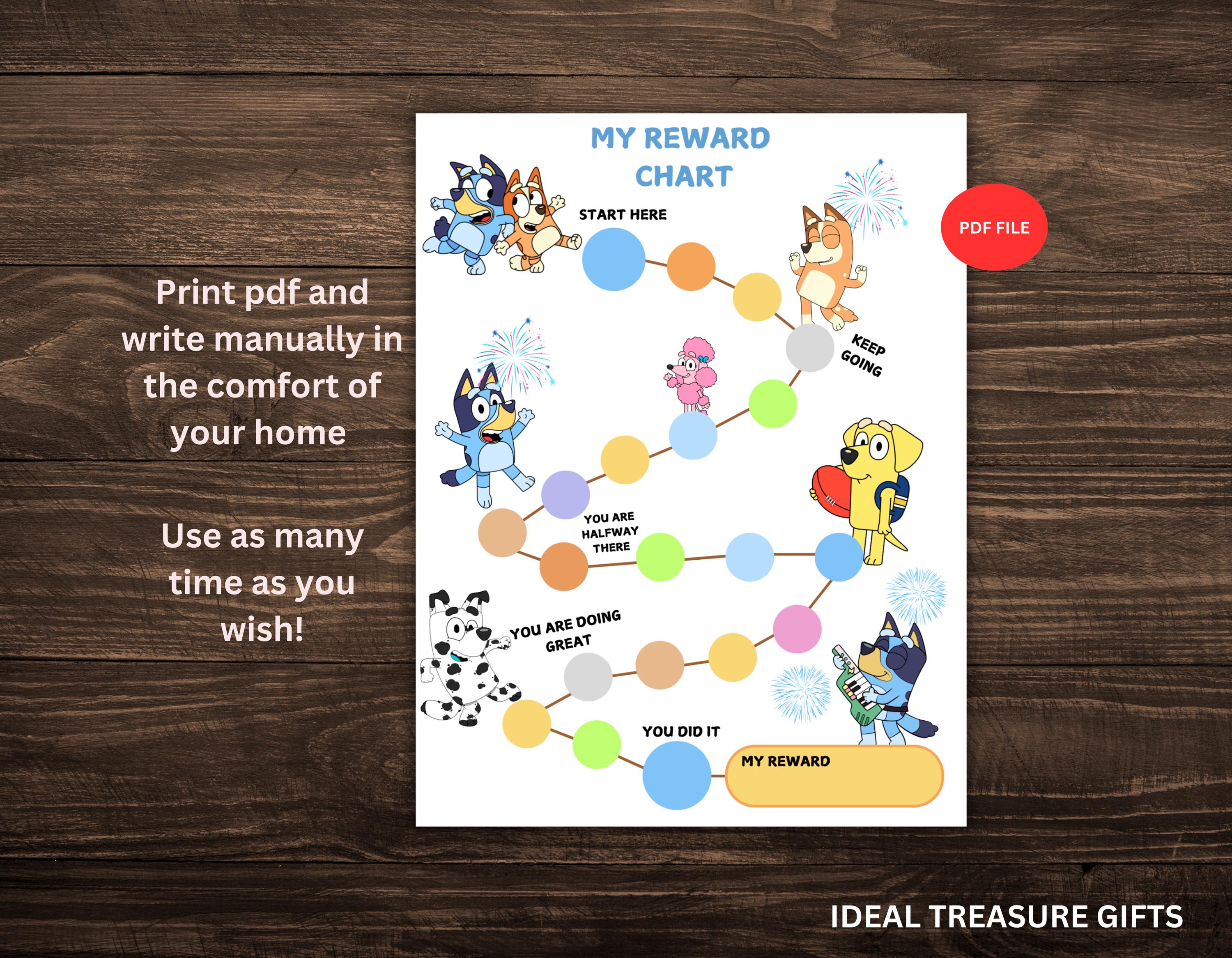 Printable Bluey Behavior Chart, Bluey Reward Chore Chart, Kids Routine ...