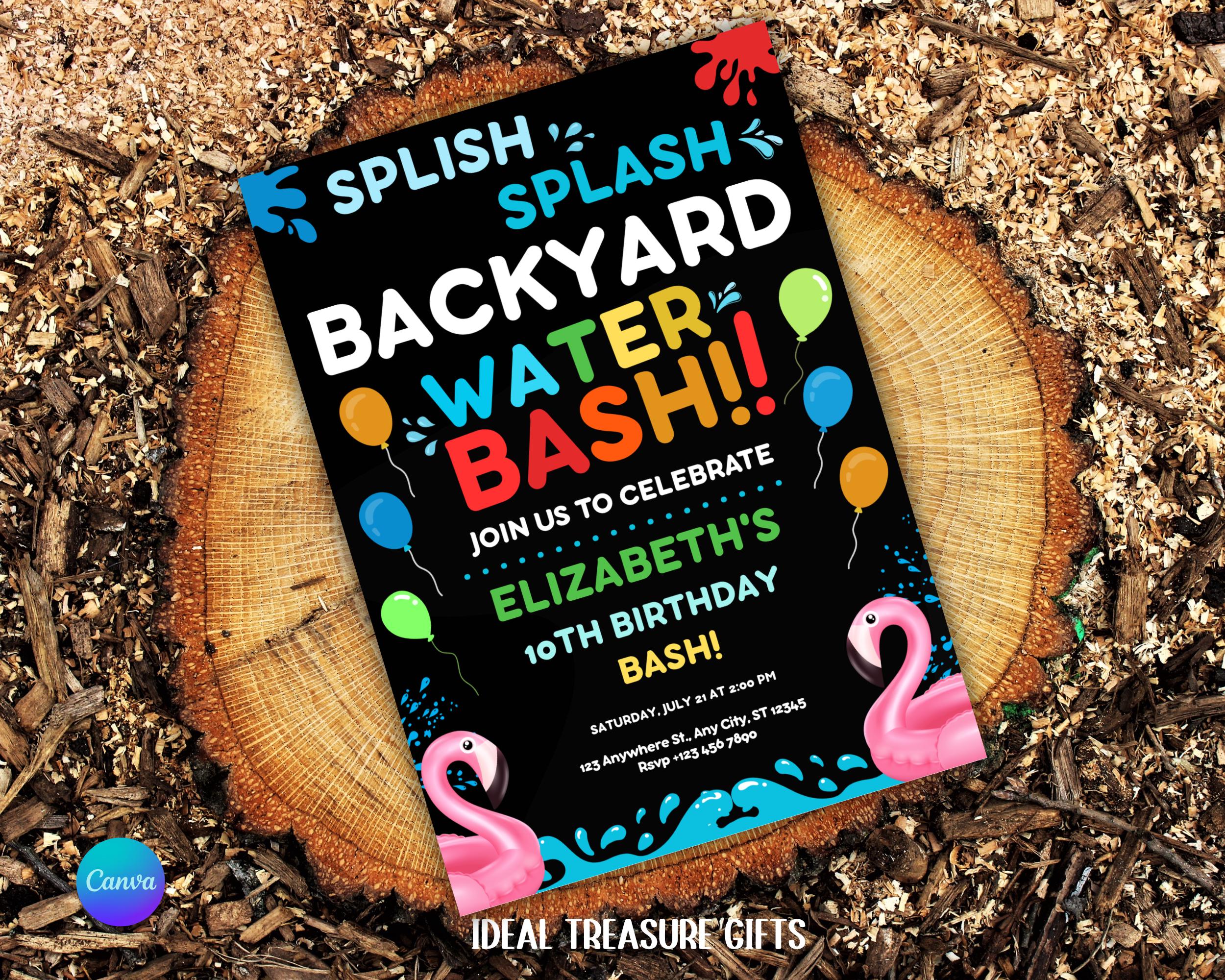 Editable Pool Party Invitation: Kids Water Bash, 10th Birthday Summer ...