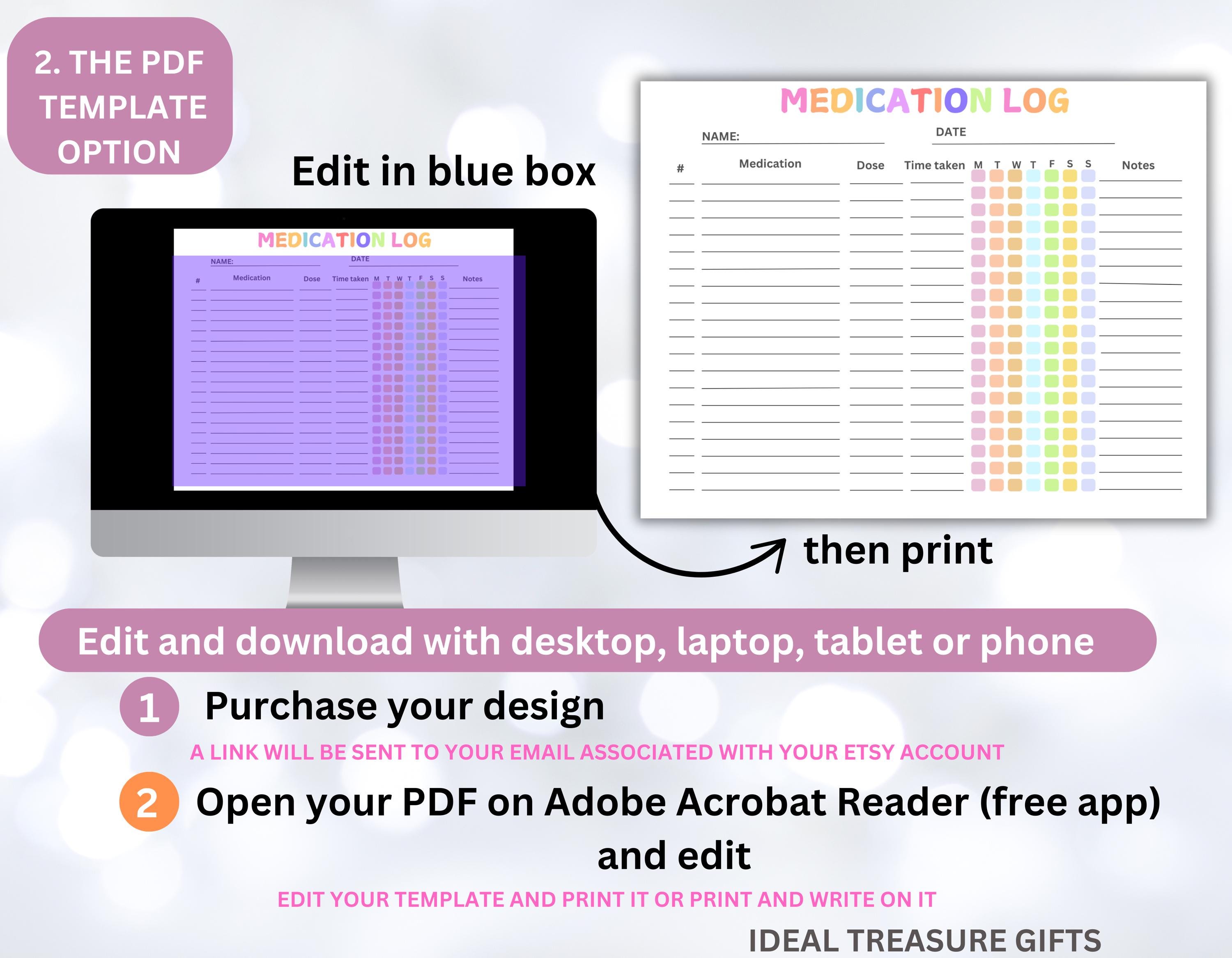 Medication Log Printable, Printable Medication Tracker, Schedule ...