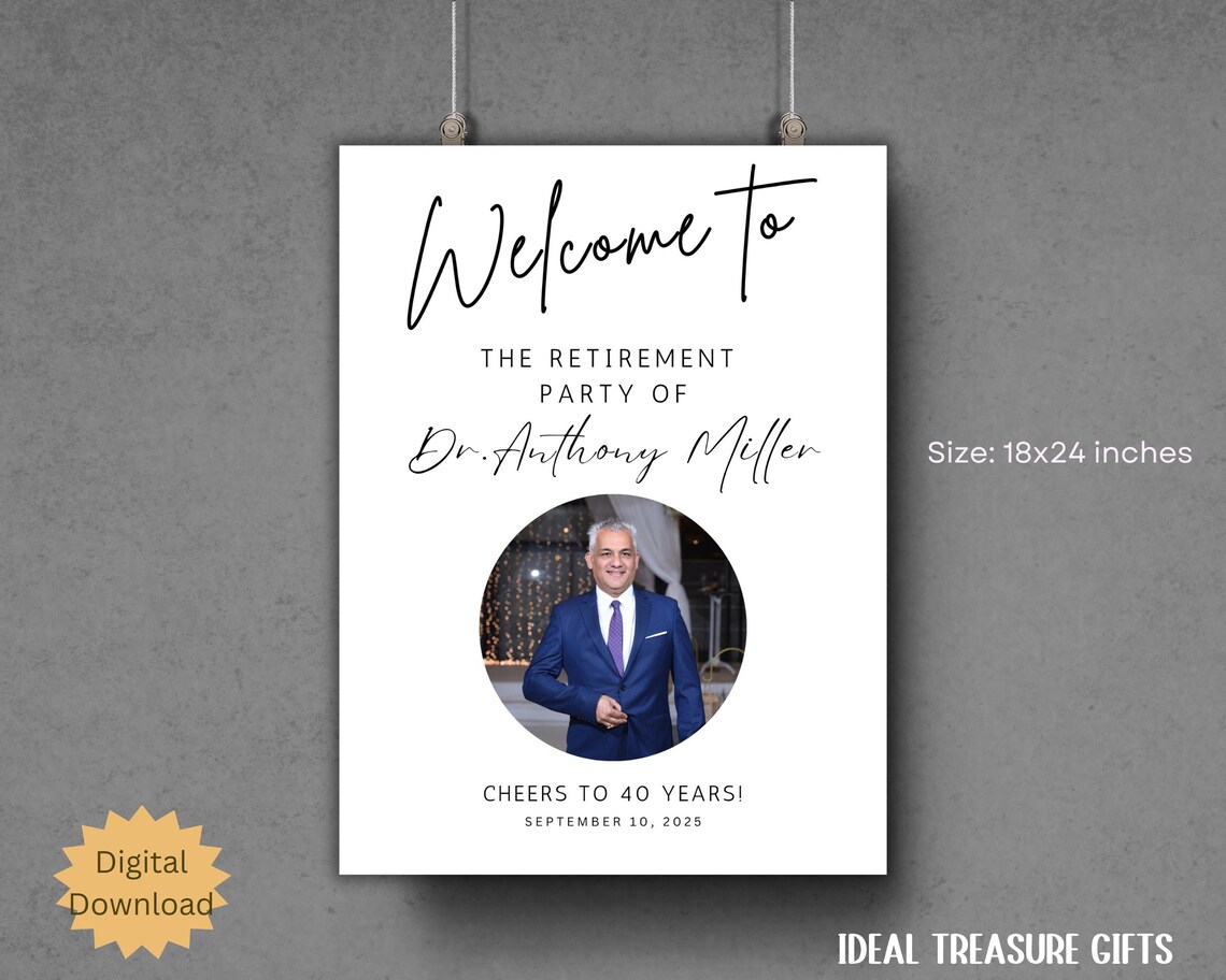 Retirement Party Photo Welcome Sign: Custom Celebration Poster (digital ...